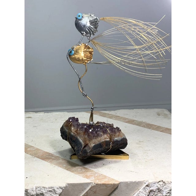 1970s Amethyst Geode Modernist Fish Sculpture | Chairish