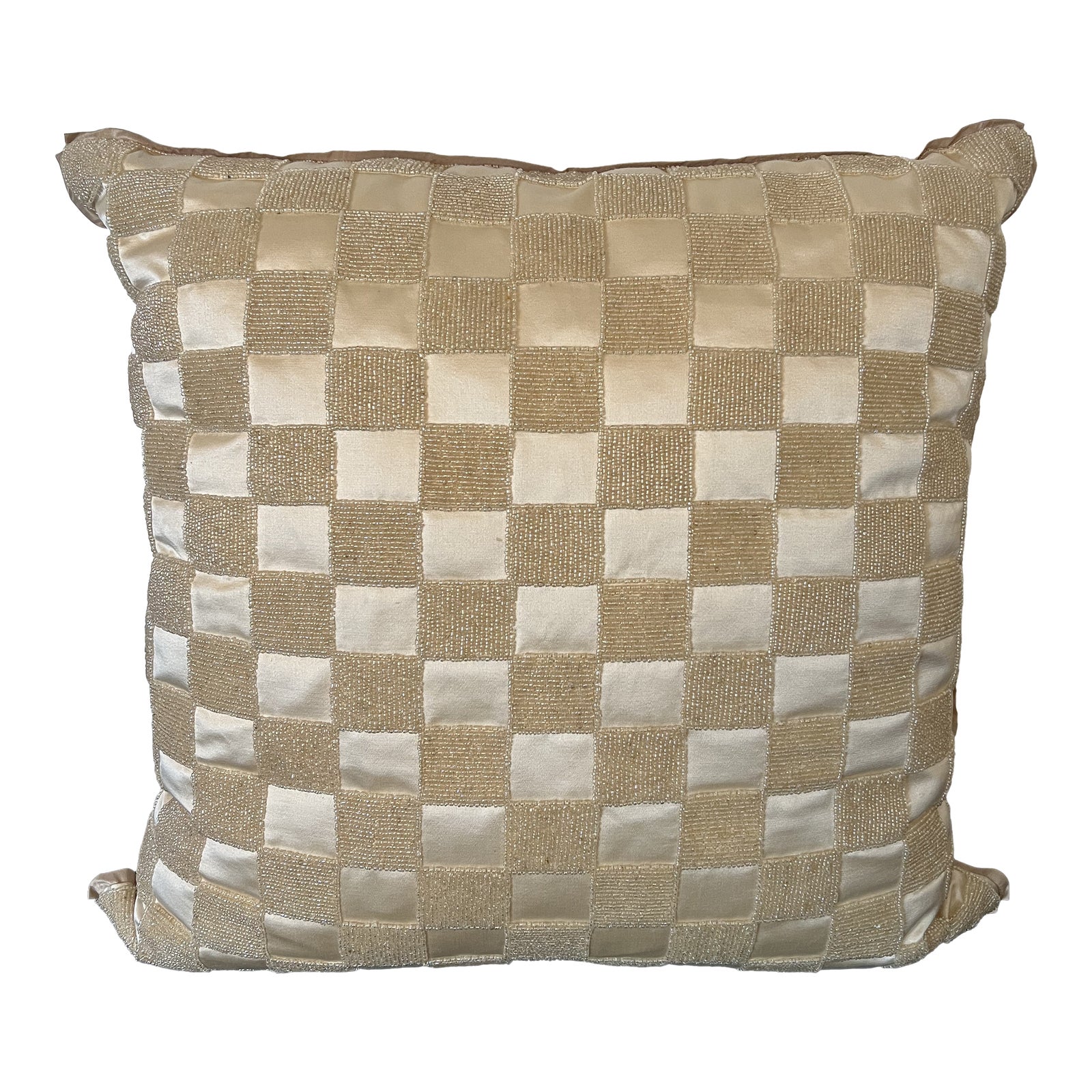 Nancy Corzine Pillow in Silk and Satin With Beads | Chairish