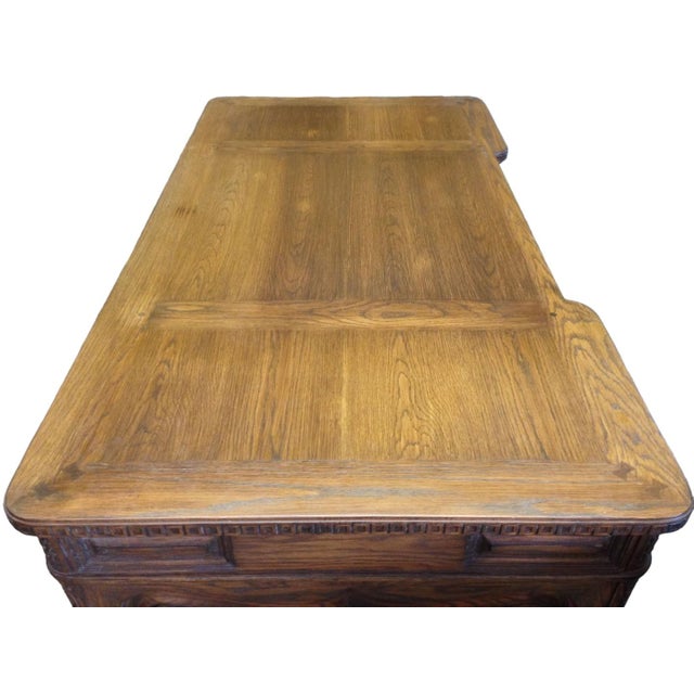 Romweber Carved Viking Oak 72" Executive Desk - Mid 20th Century | Chairish