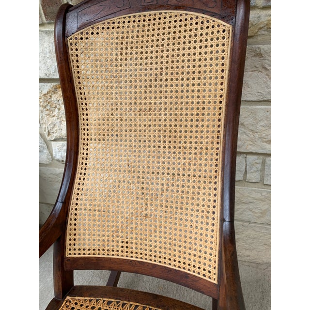 1990s Wooden Cane Rocking Chair | Chairish