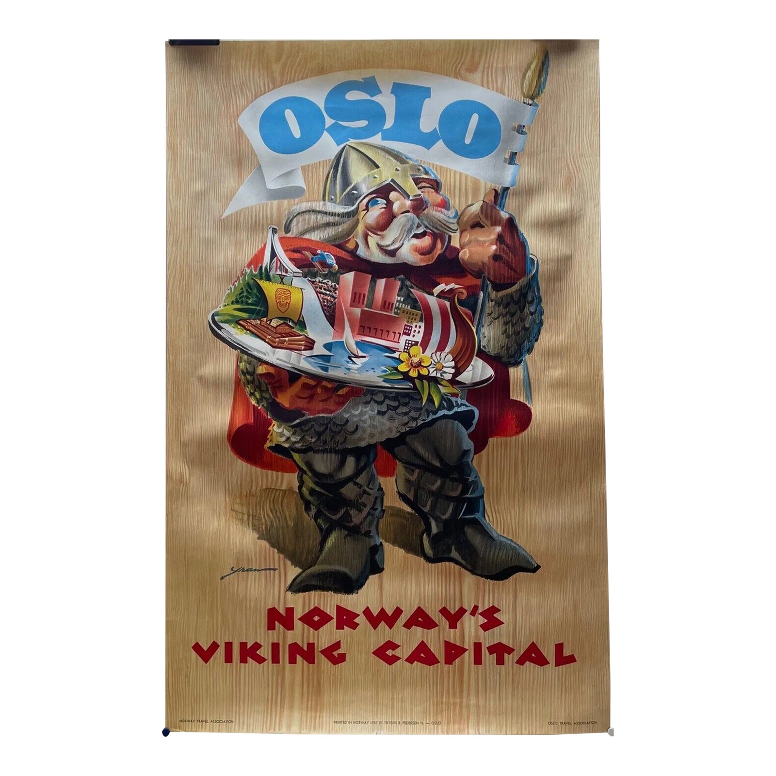 Original Vintage 1957 Knut Yran 'Oslo Norway's Viking Capital' Travel ...