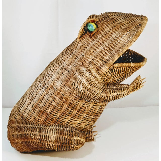 Mid Century Modern Wicker Frog Basket | Chairish