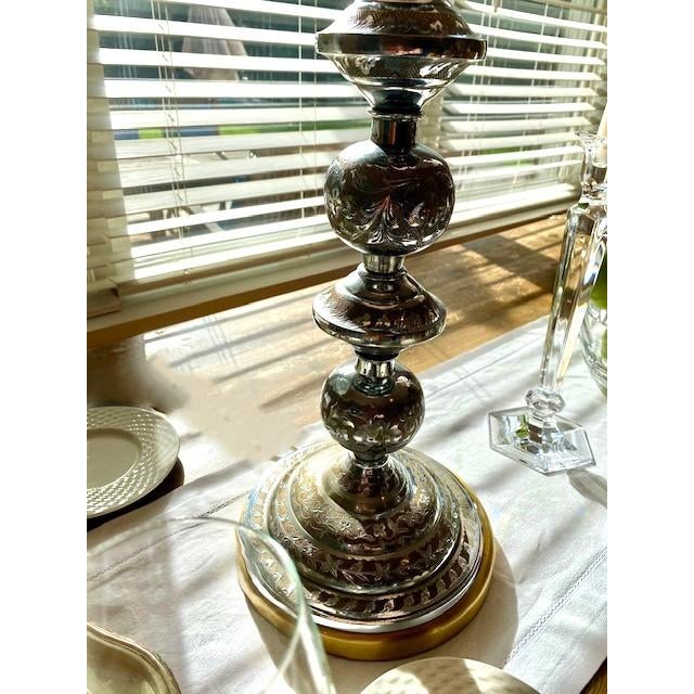 Floral Candlestick Lamps, a Pair | Chairish