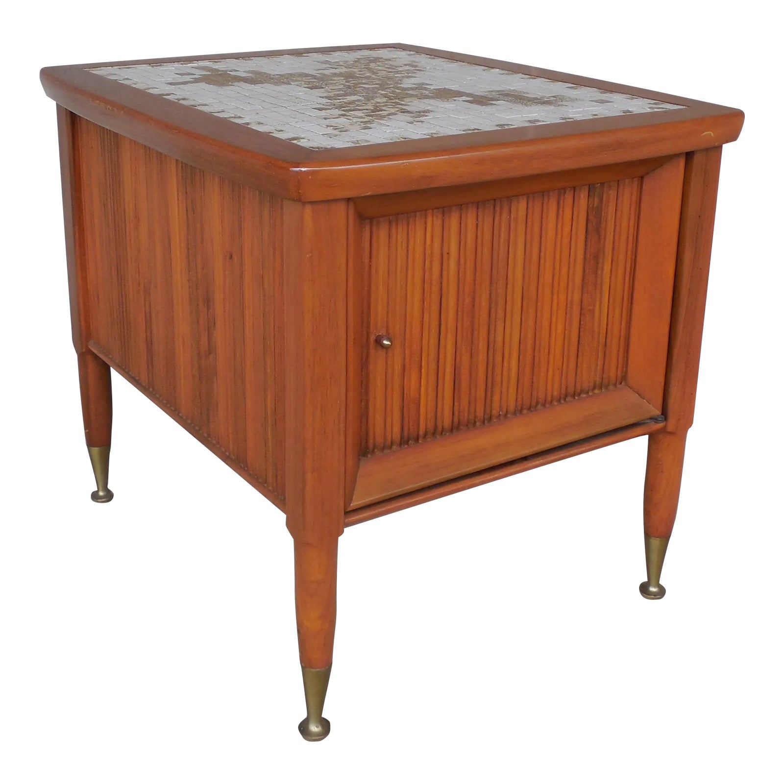 Mid Century Modern Mosaic Tile Top End Table | Chairish