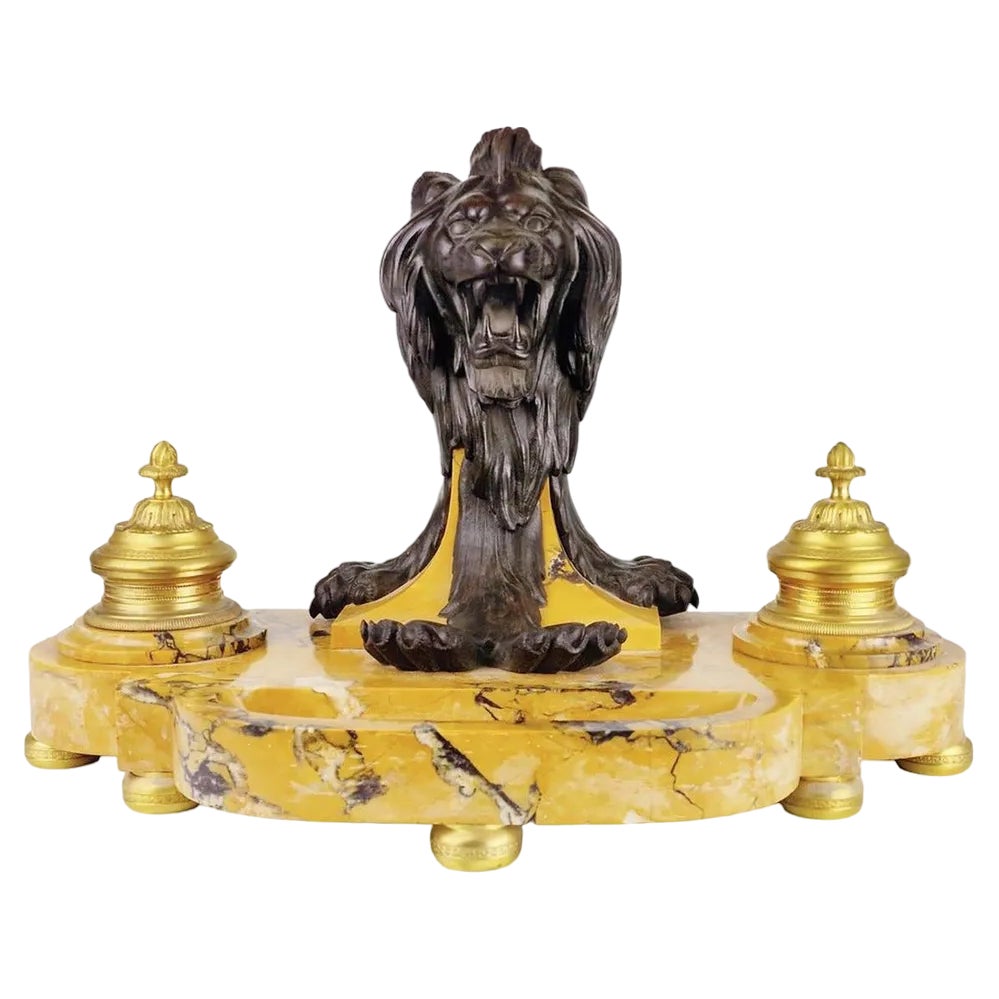 19th Century Napoleon III Lion Inkwell | Chairish
