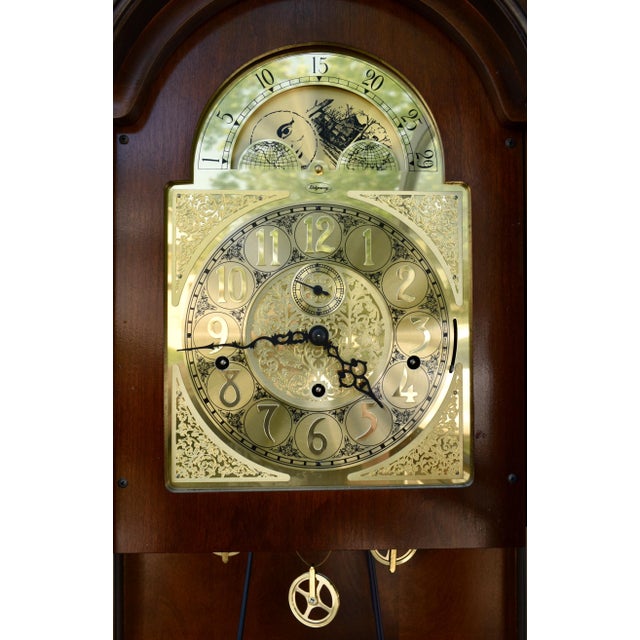 Vintage Ridgeway Mahogany Grandfathers Clock W/Key, Weights, & Pendulum ...
