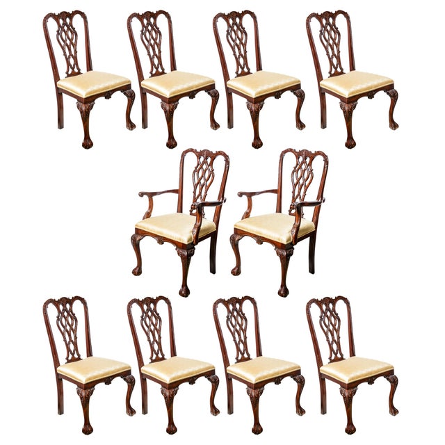 English Style Mahogany Dining Chairs - Set 10 | Chairish