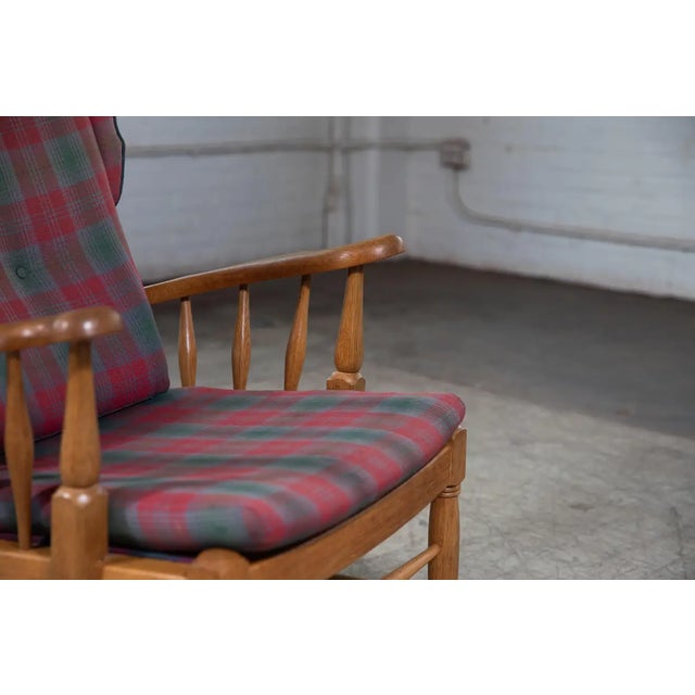 Danish 1950s Midcentury Country Style Wingback Armchair in Solid Oak ...
