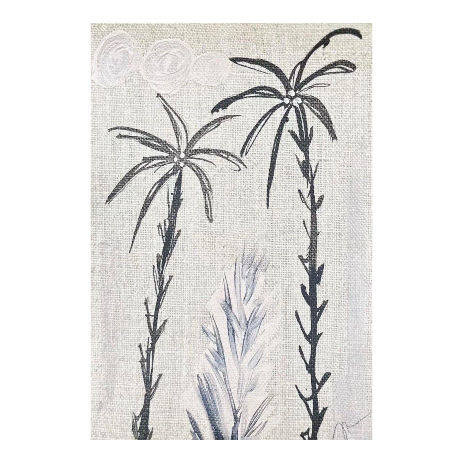 Belgian Linen Palm Tree Study III by Haley Mathewes | Chairish