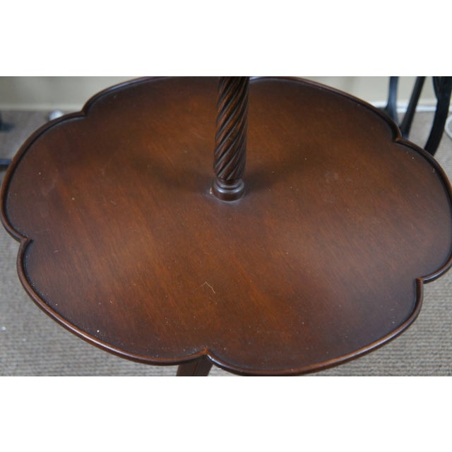 Antique Mahogany 2 Tier Pie Crust Dumbwaiter Butler Pedestal Serving ...