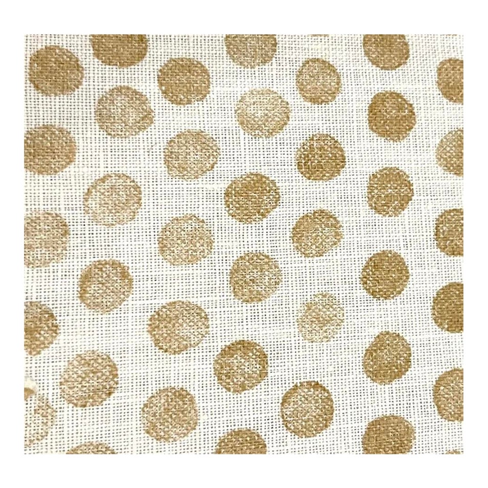 Lisa Fine Tan Polka Dot Tika Linen Fabric- 2 Yards | Chairish