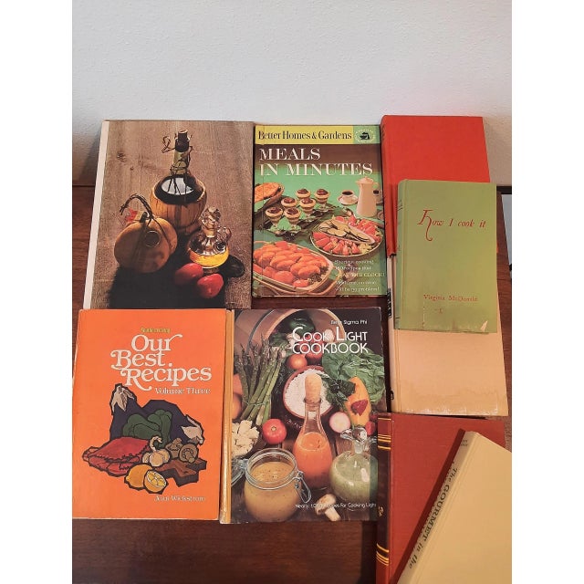 Vintage Warm Colors Cookbook Stack Kitchen Library Book | Chairish