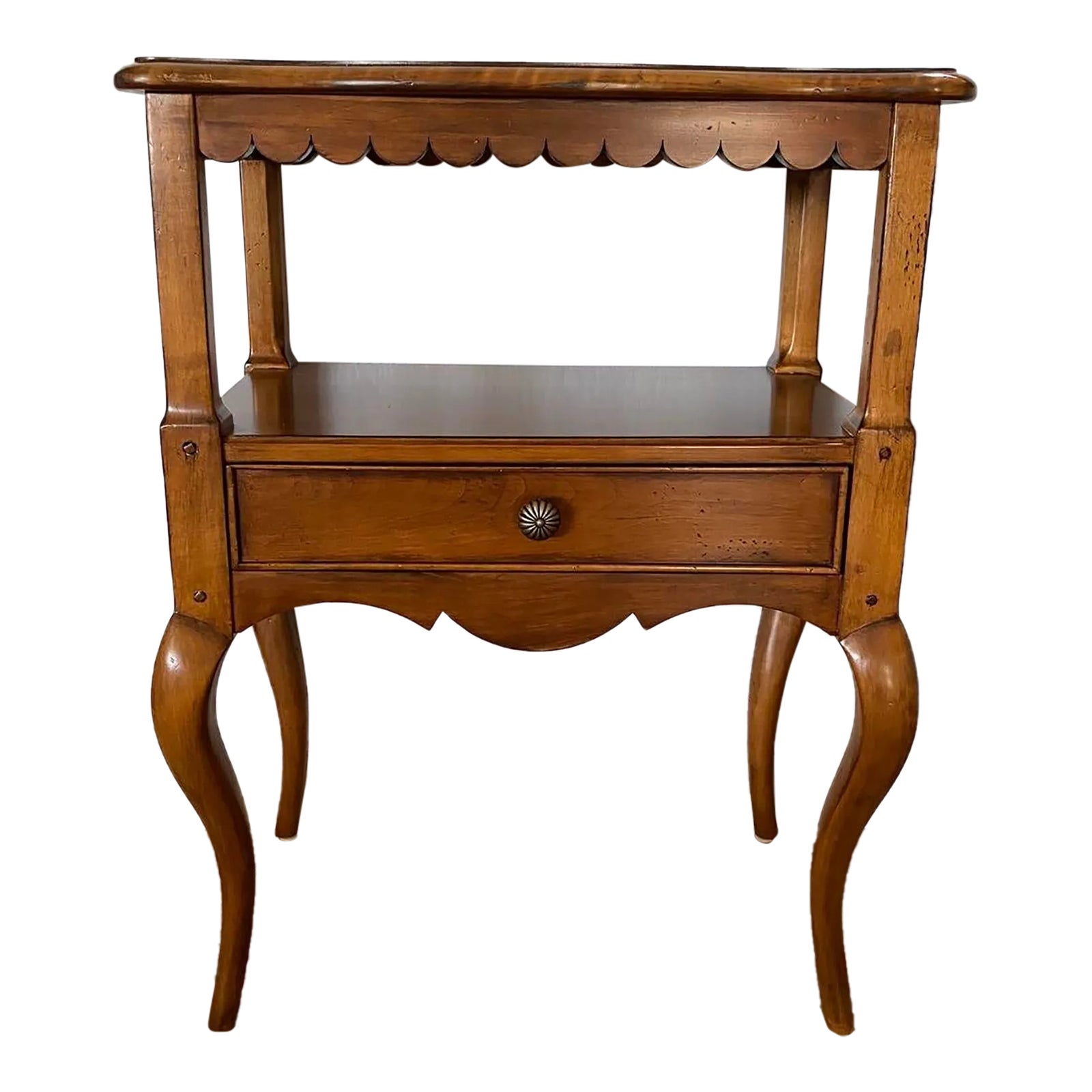 1950s French Scalloped Drexel End Table | Chairish