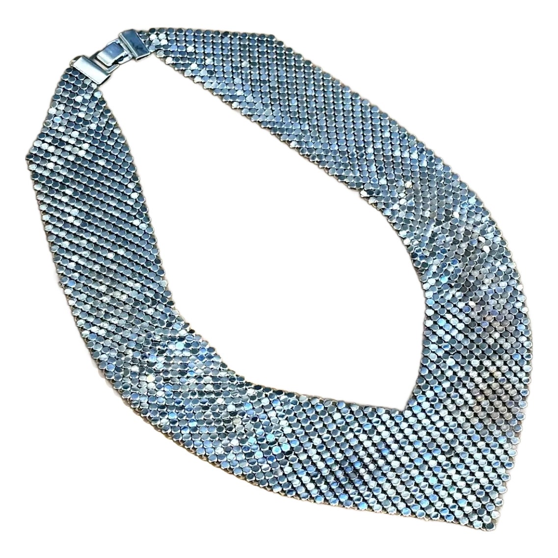 1970s Silver Metal Mesh Disco Collar Necklace | Chairish