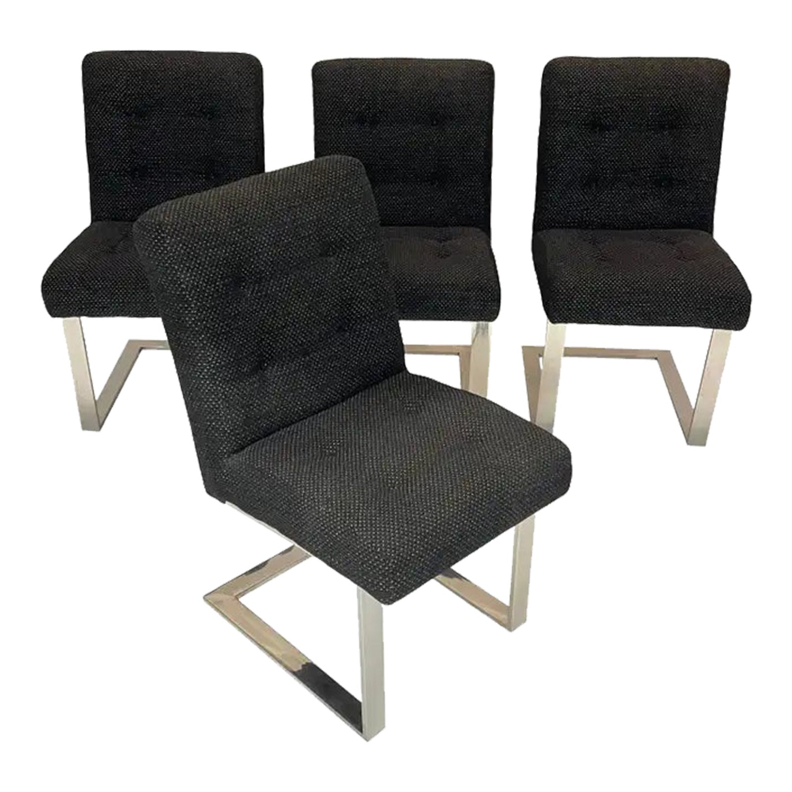 Set of 4 Paul Evans Collection 77 Cantilevered Chrome Dining Chairs ...