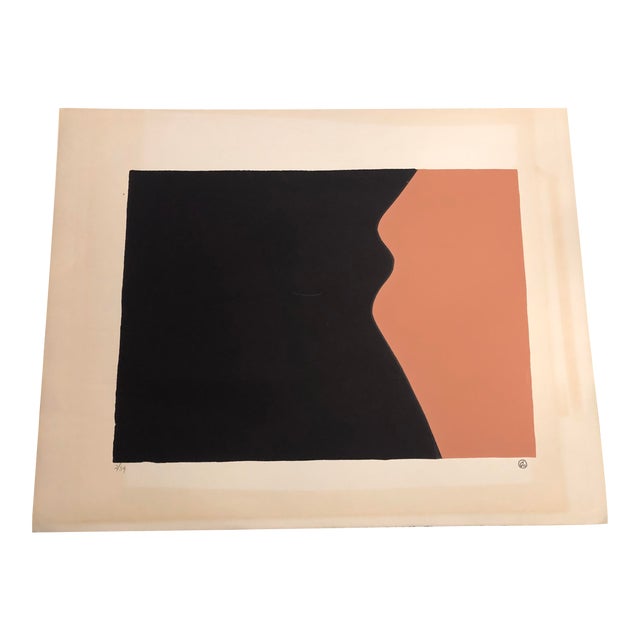 Black & Dark Peach Minimalist Hand-Painted Serigraph 2/34 by Geoffrey ...