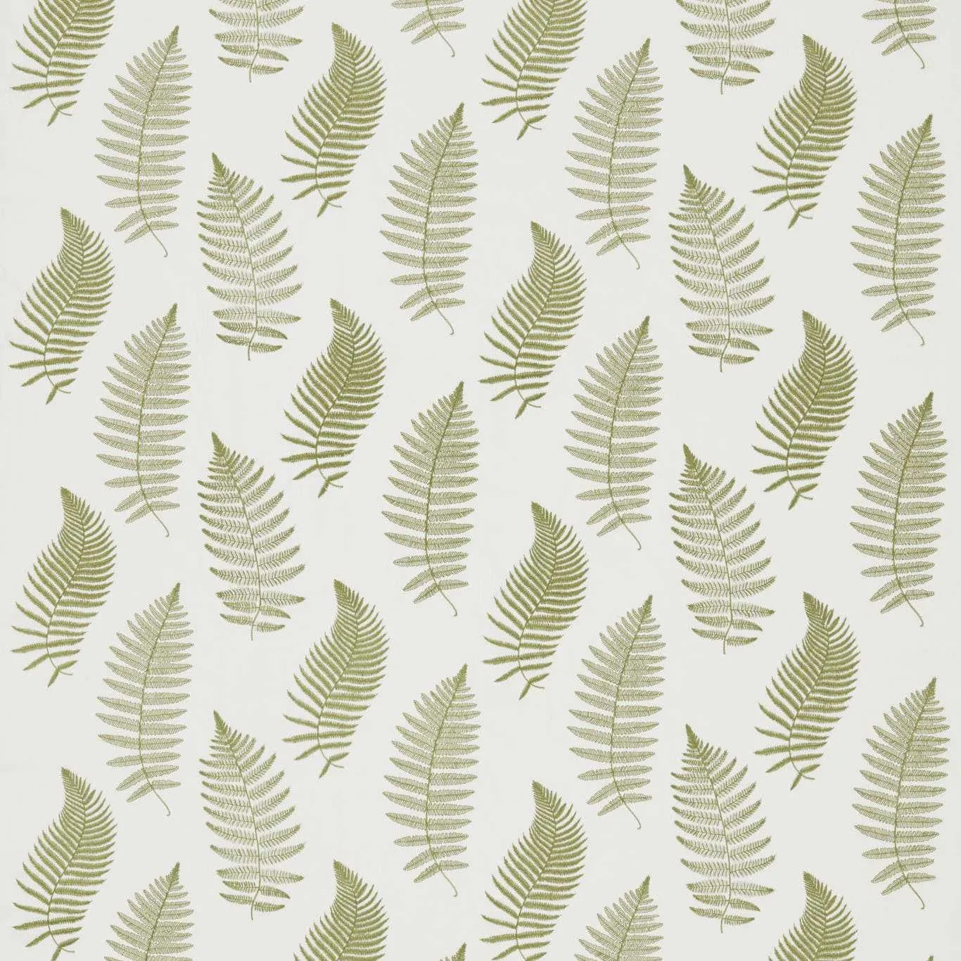 Sanderson Fern Embroidery Fabric in Moss - a Sample | Chairish