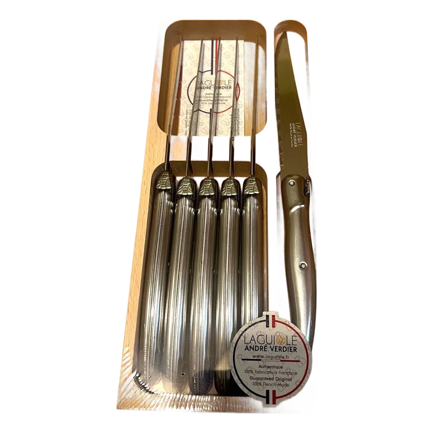 Set 6 French Andre Verdier Laguiole Steak Knives Stainless Steel | Chairish
