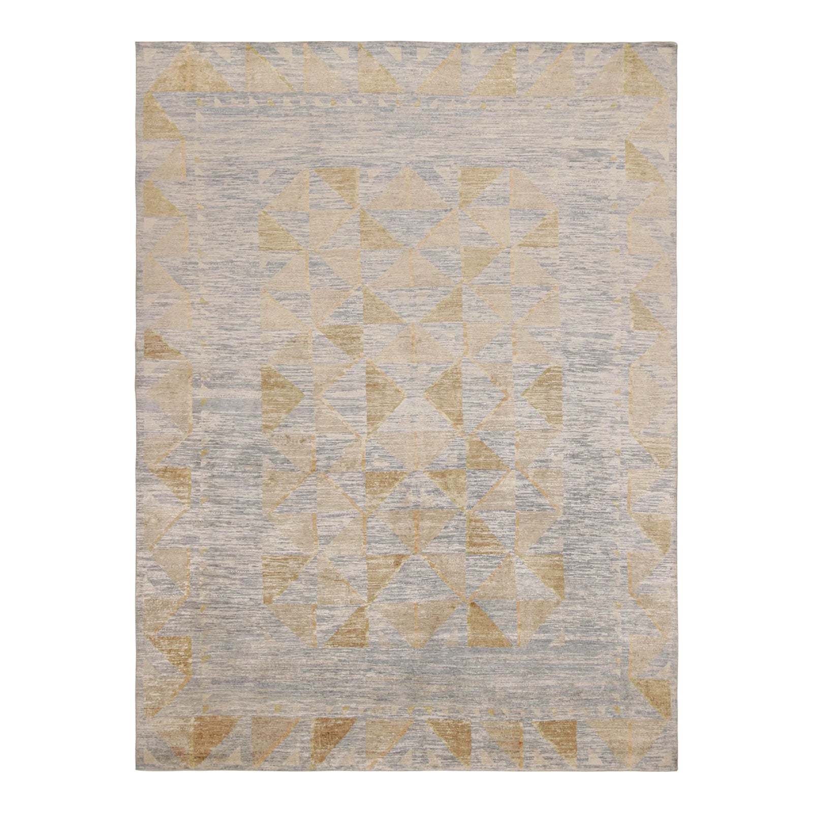 Rug & Kilim’s Scandinavian Style Rug in Blue and Beige-Brown Geometric ...