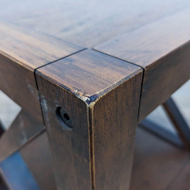 Pottery Barn Wood Side Table With Shelf | Chairish