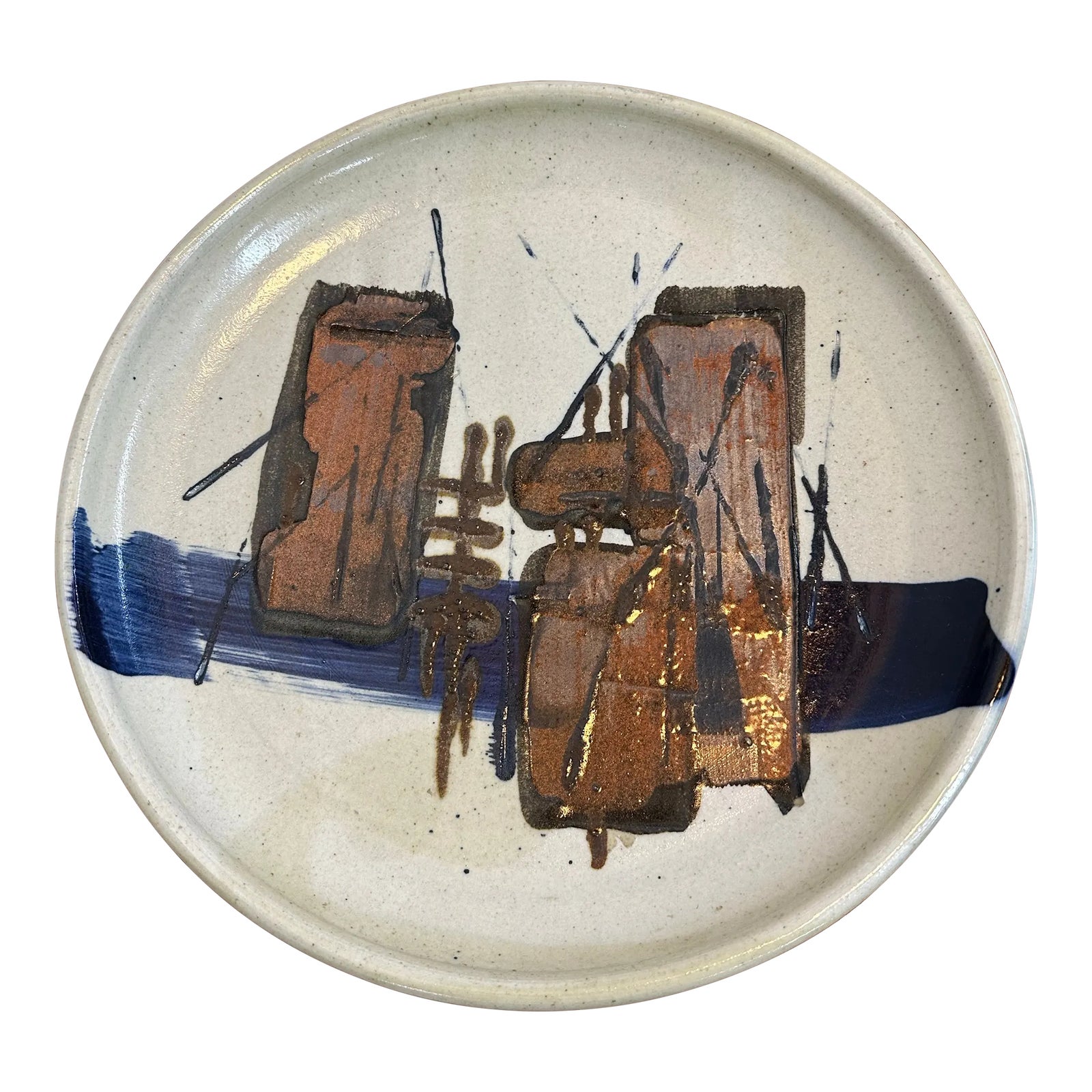 Mid Century Modern Studio Pottery Charger Dish Signed, Abstract ...