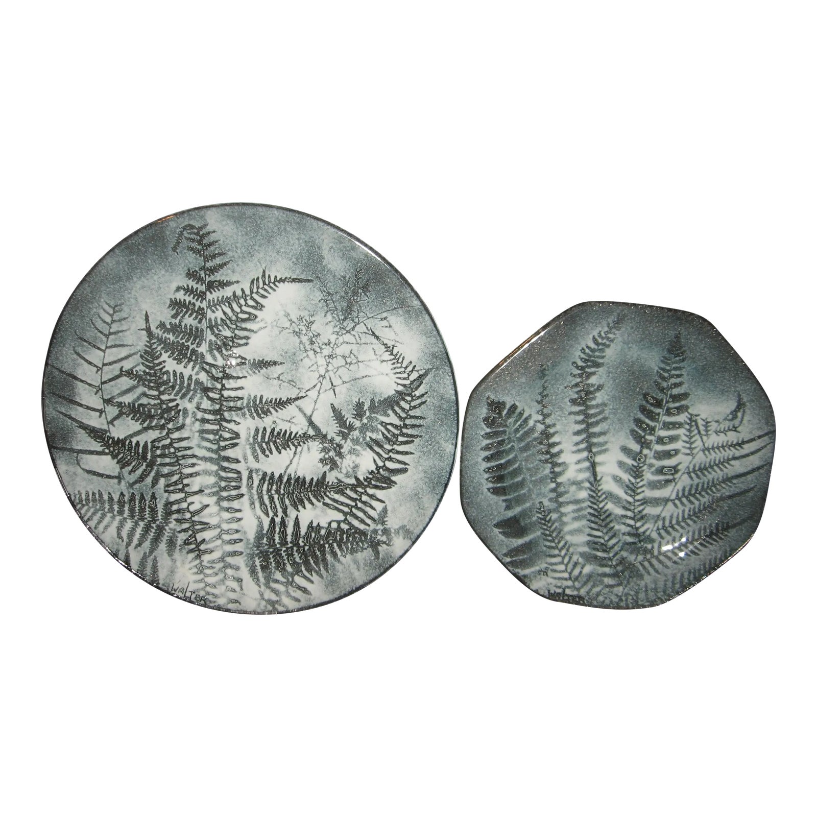 Mid 20th Century Two Mid-Century Modern Edwin Walter Signed Art Glass ...