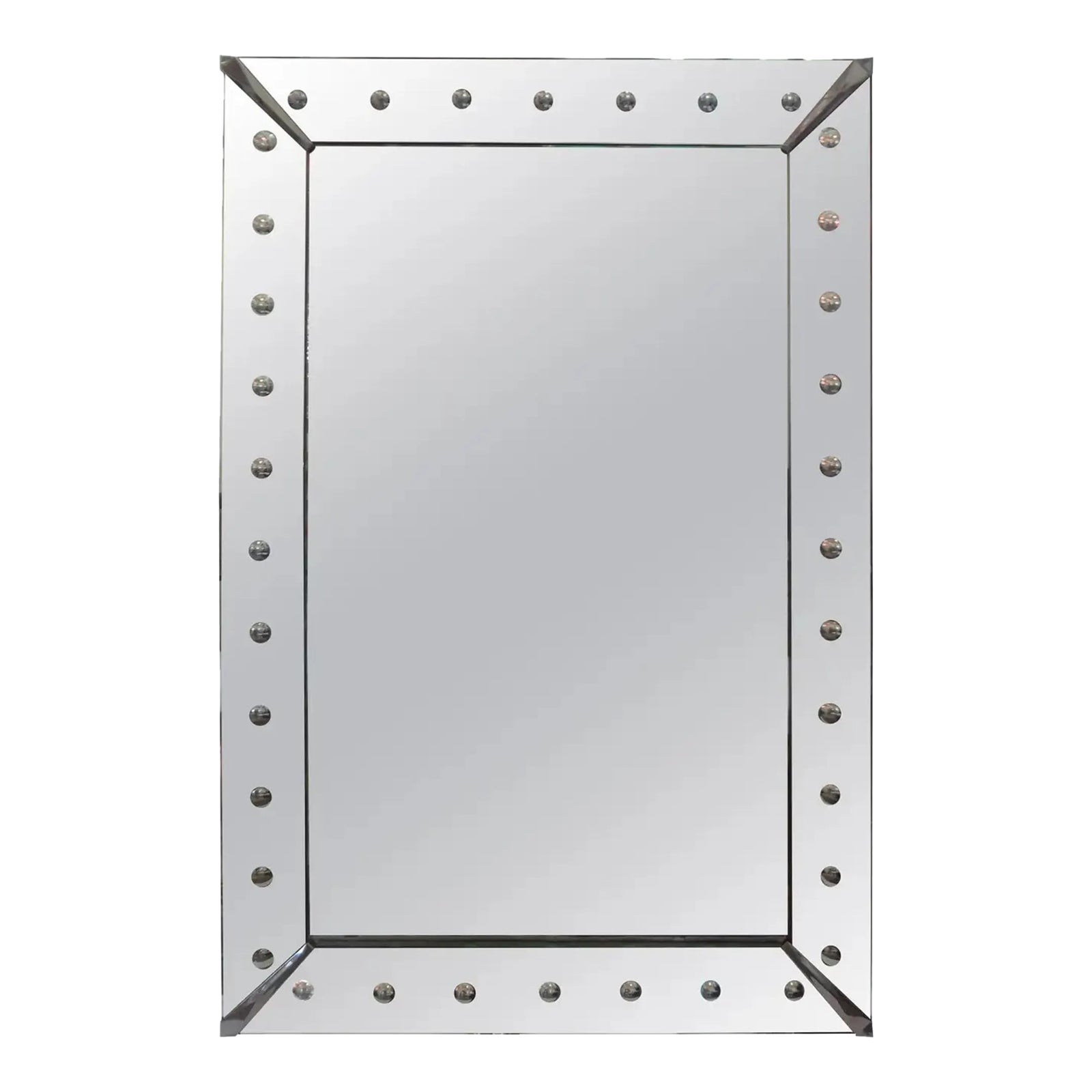 Large 1940s Art Deco Etched Bullseye Venetian Style Mirror | Chairish