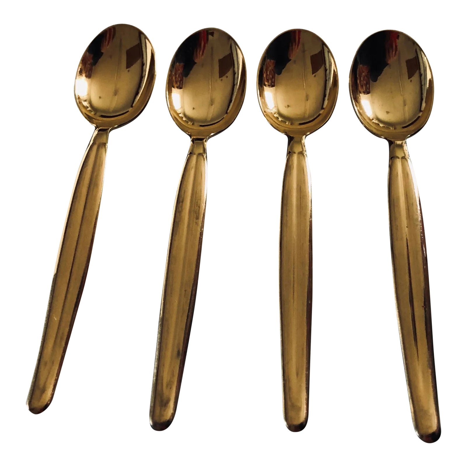 90's Present by Austria Vienna Gold Stainless Table Spoons S/4 | Chairish