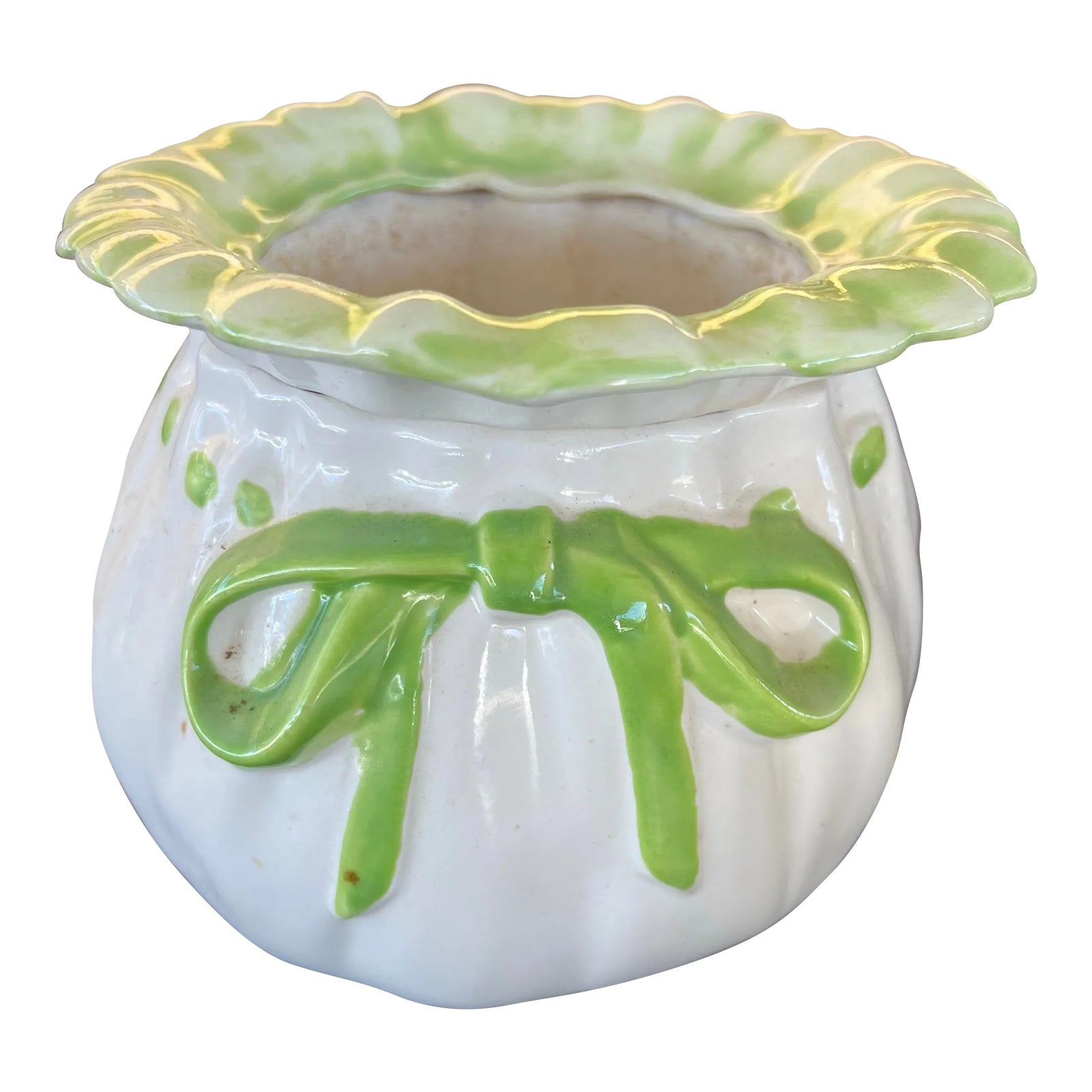 1960s Double Layer Ceramic Planter Flower Pot, Signed | Chairish