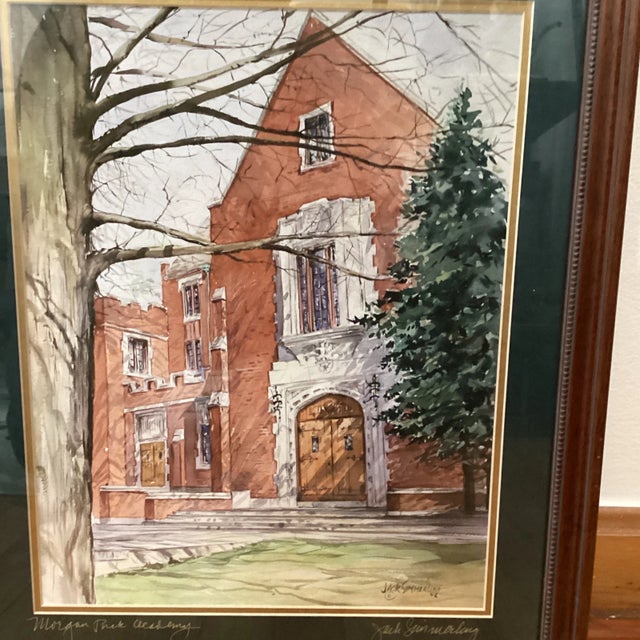 Late 20th Century Jack Simmerling Architectural Watercolor Painting ...