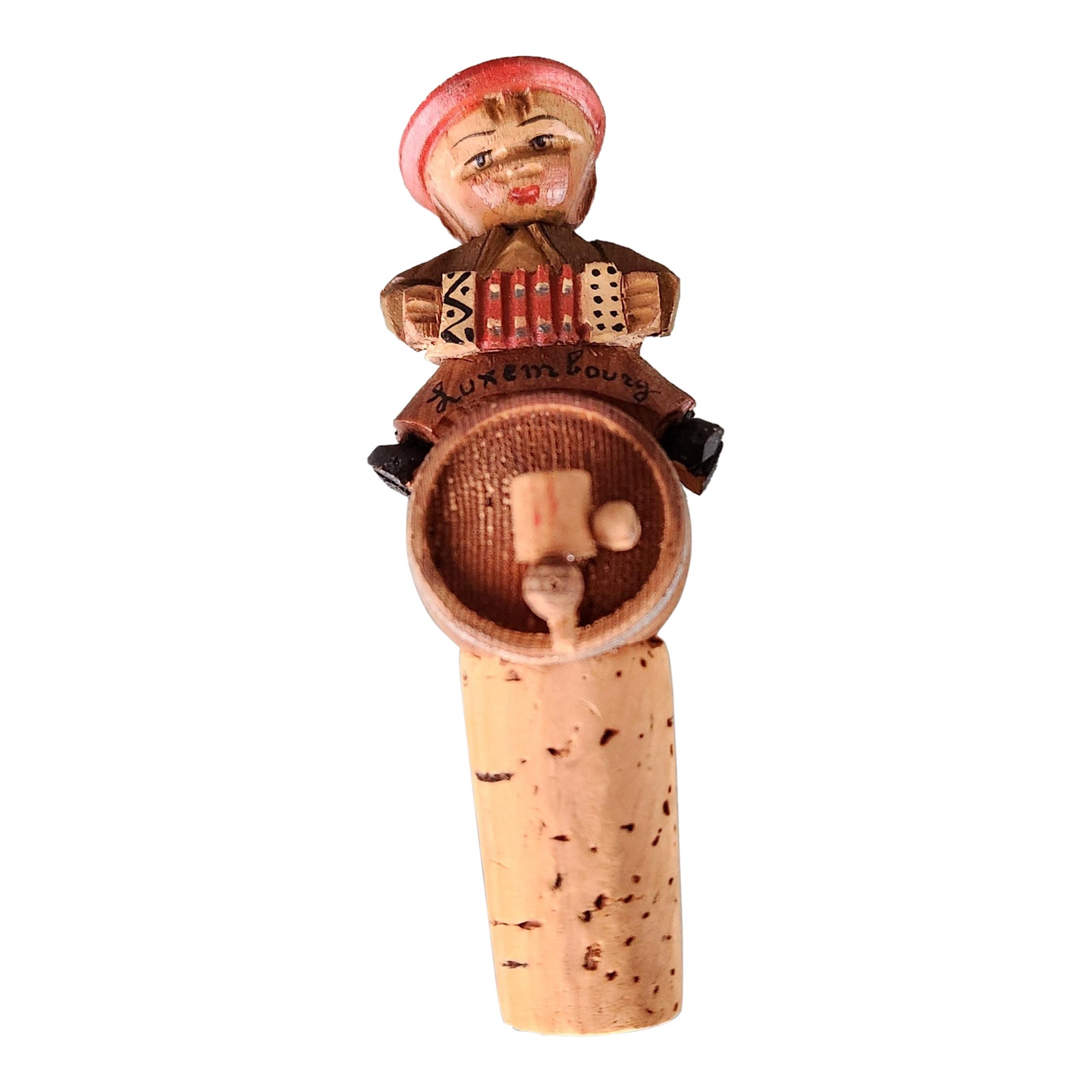 1950s Luxembourg Hand Carved Wood Wine Bottle Cork Stopper Italy | Chairish