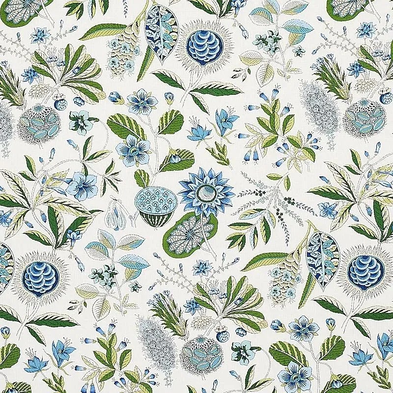 Schumacher Roca Redonda Fabric in Blue & Ivory | Chairish