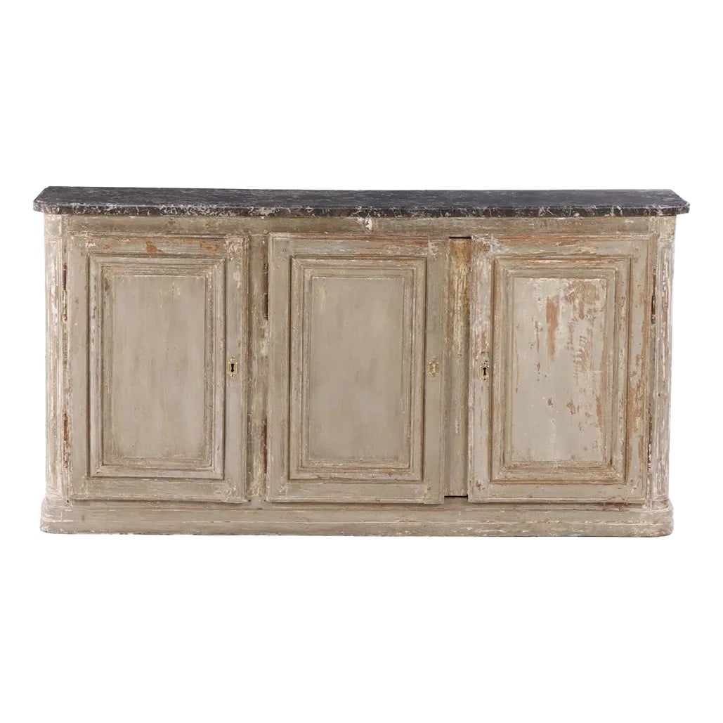 A French Marble Top Painted Sideboard, c.1840. | Chairish