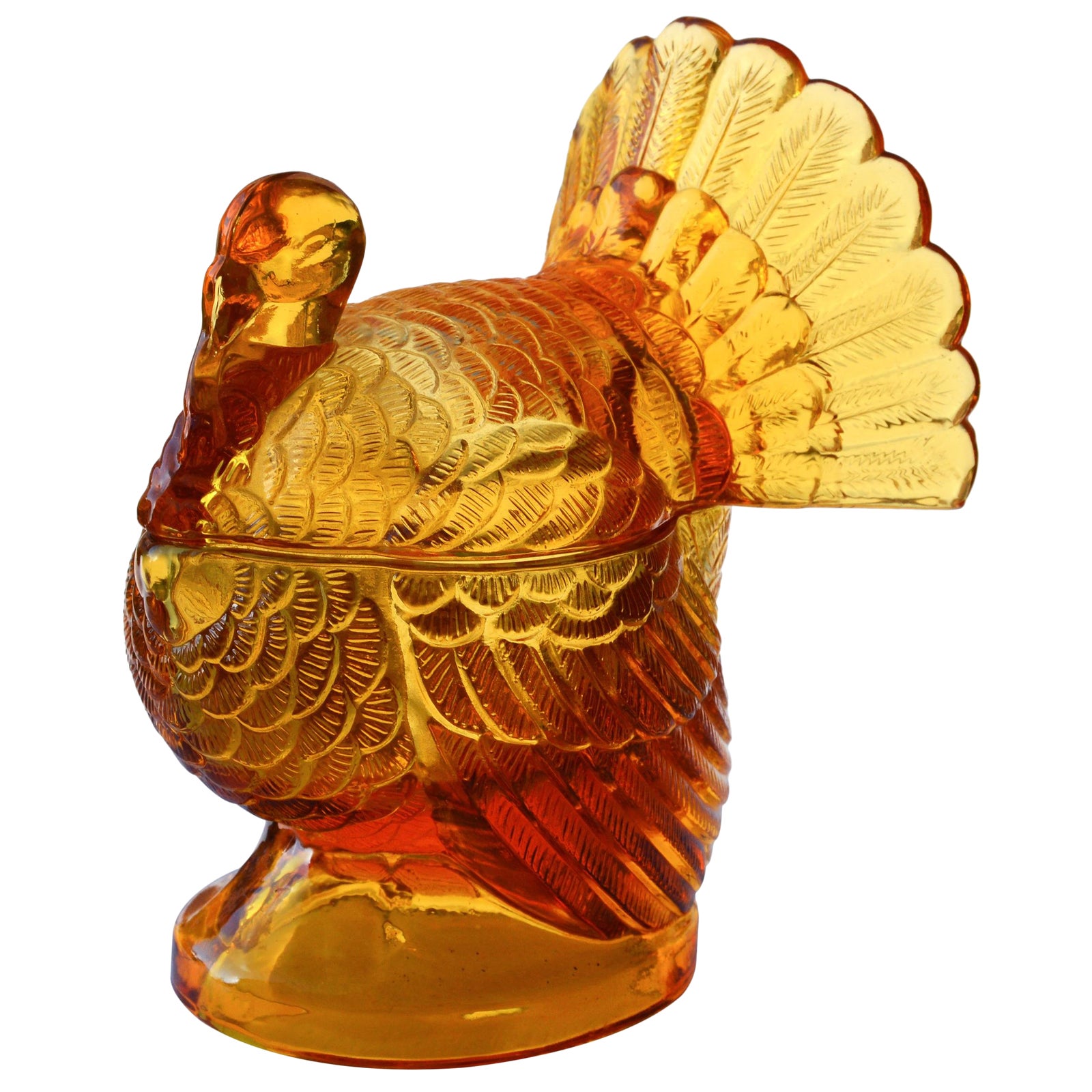 Turkey Glass Candy Dish W Lid Chairish