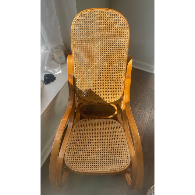 1970s Vintage Thonet Style Bentwood Caned Rocking Chair Chairish