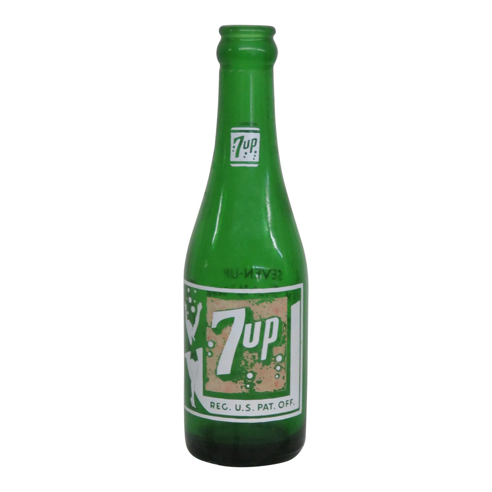 1950s Seven Up 7up 7oz Green Soda Bottle Swim Suited Bubble Girl 4333b ...