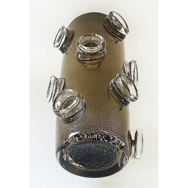 Vintage Black and 24k Gold Infused Dimurano Glass Vase With Clear Glass ...