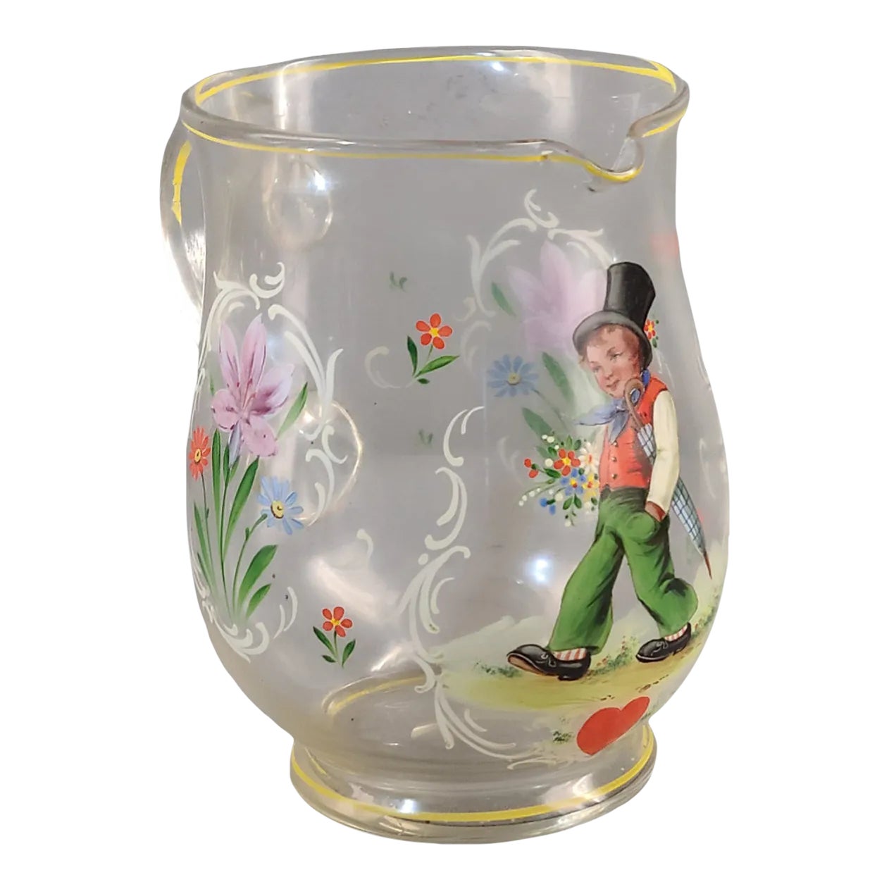 Antique Victorian Blown Glass Hand Painted Figural Floral Valentine ...