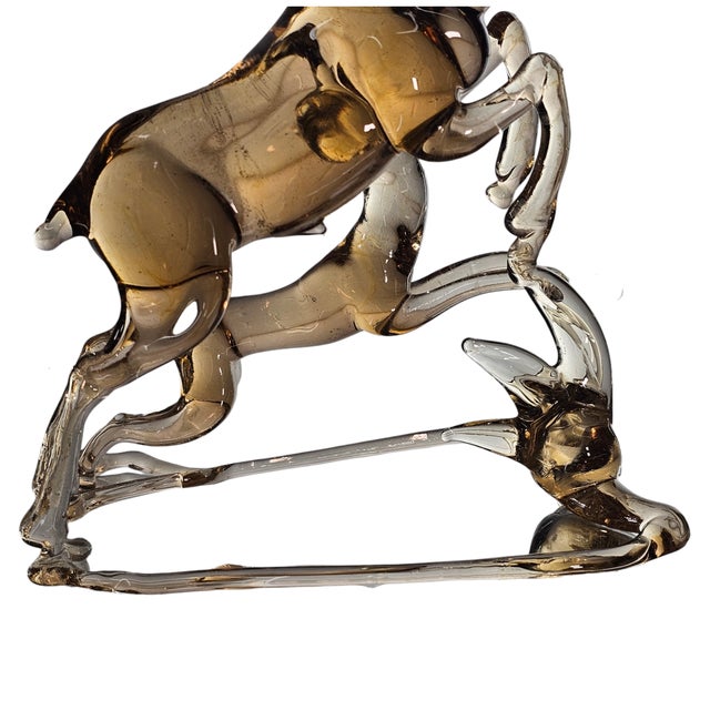 Lamp Work Hand Blown Art Glass Stag Deer Figurine 7.75" | Chairish