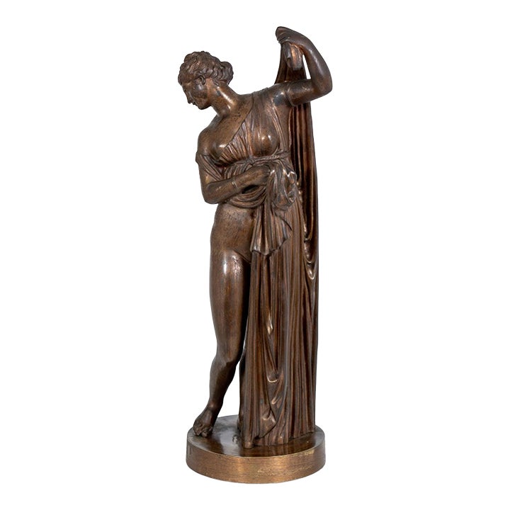 Italian "Bathing Venus" Patinated Bronze Sculpture | Chairish