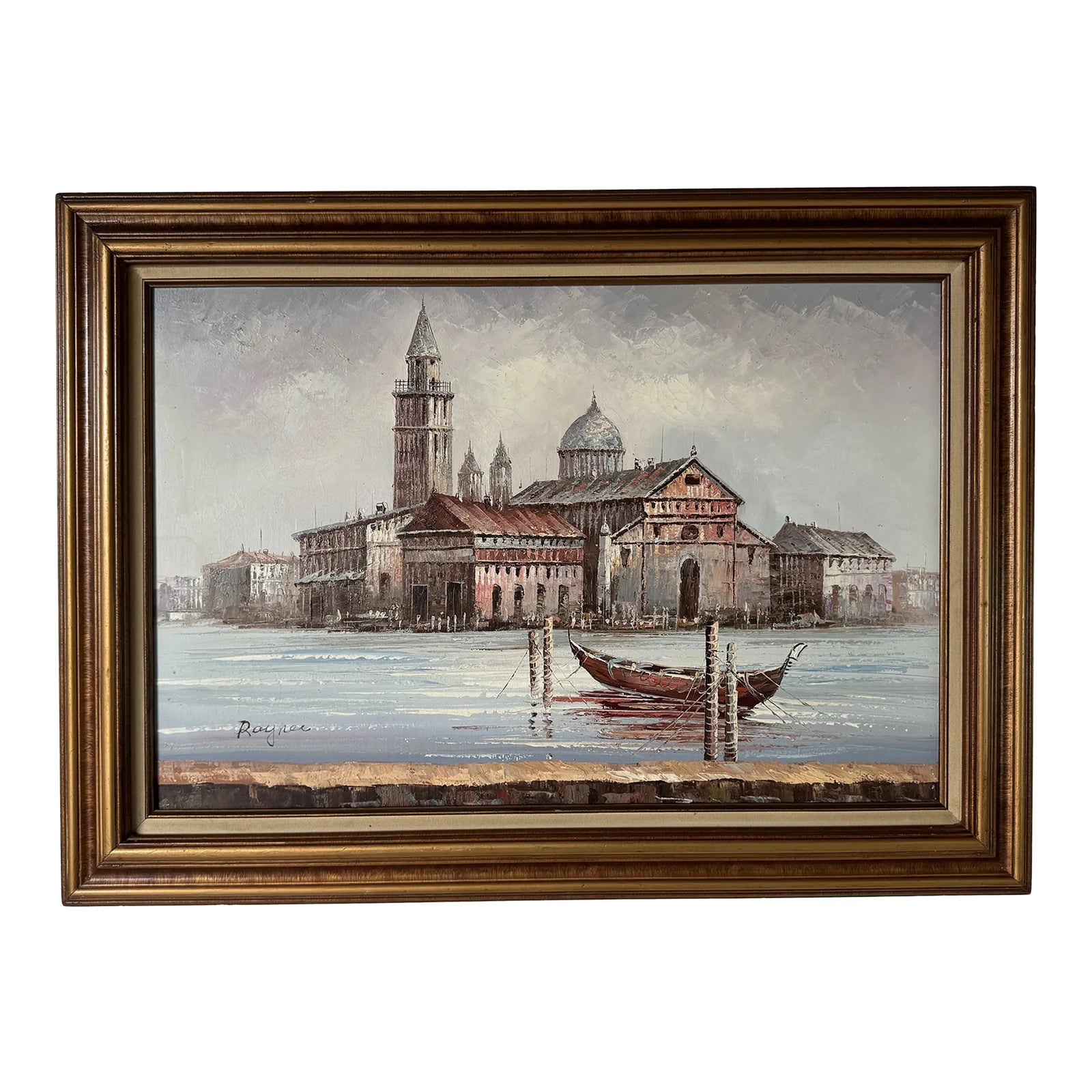 Vintage French Cityscape Oil Painting by Rayner - Framed | Chairish