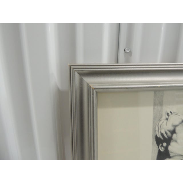 Vintage Pencil and Charcoal Drawing Lithograph Style Framed Poster of a ...