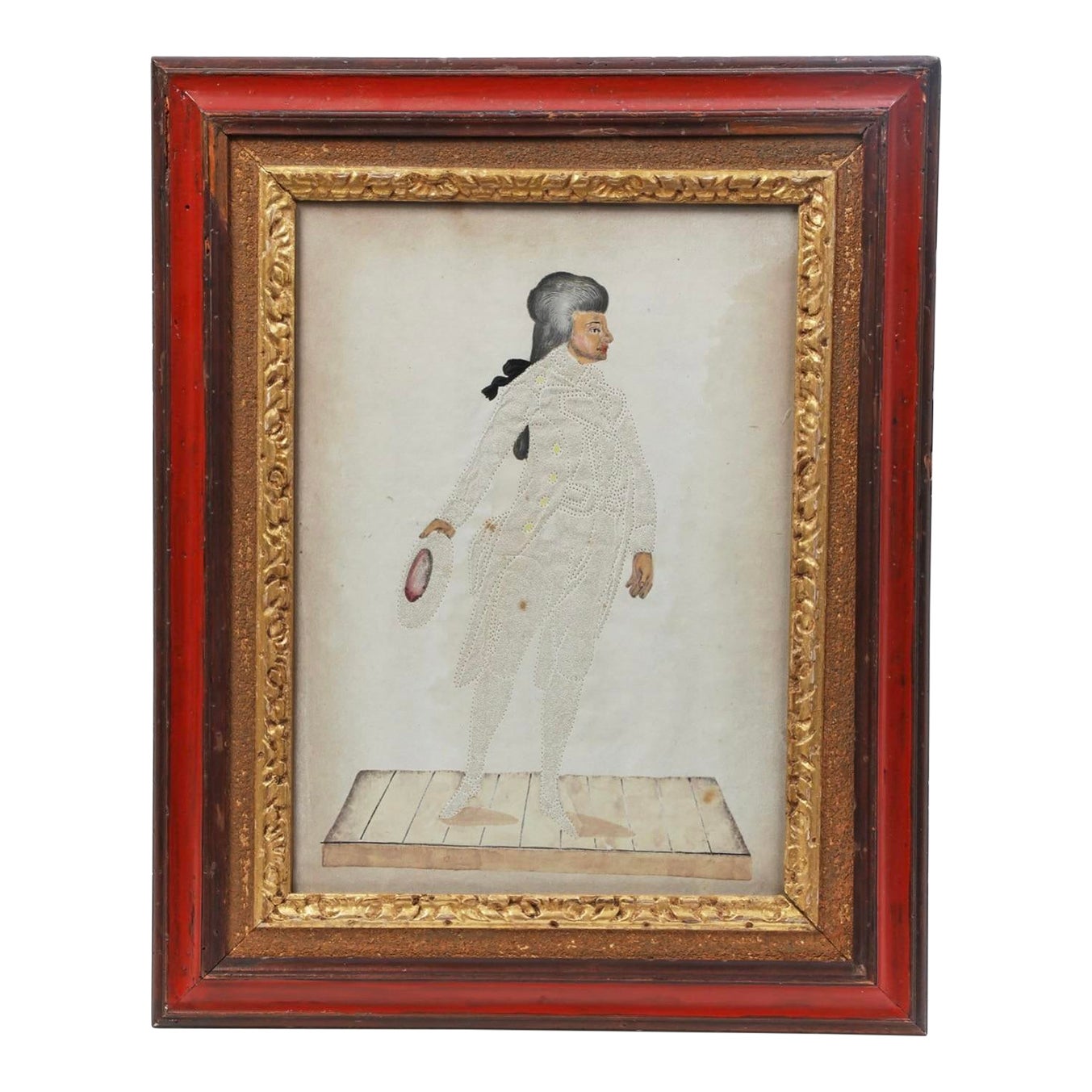 19th Century Continental Pin Prick Portrait of a Gentleman With ...