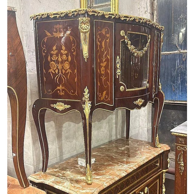 French Baroque Style Copper Commode Vitrine With Gold Details | Chairish
