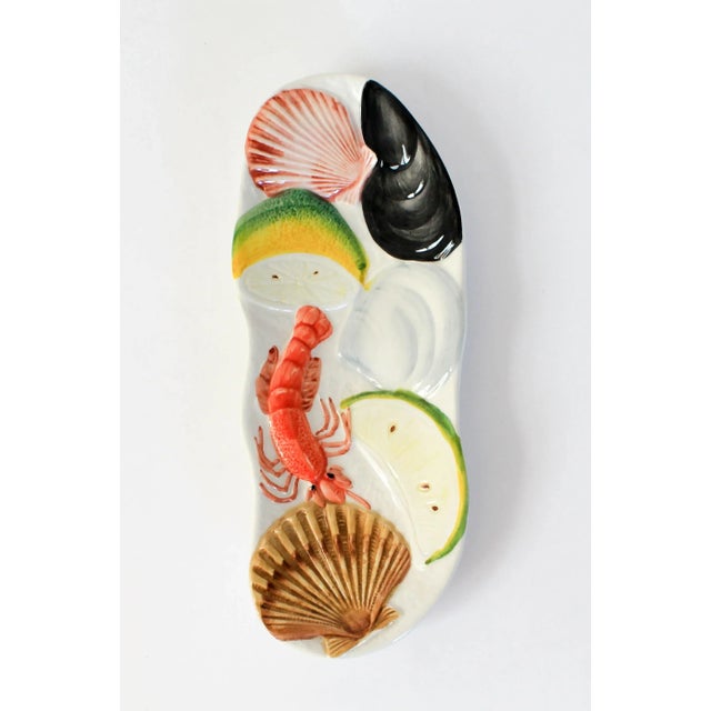 Vintage Majolica Seafood Clam Plate | Chairish