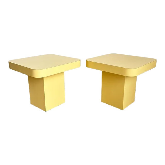Postmodern Yellow Laminate Mushroom Side Tables | Chairish