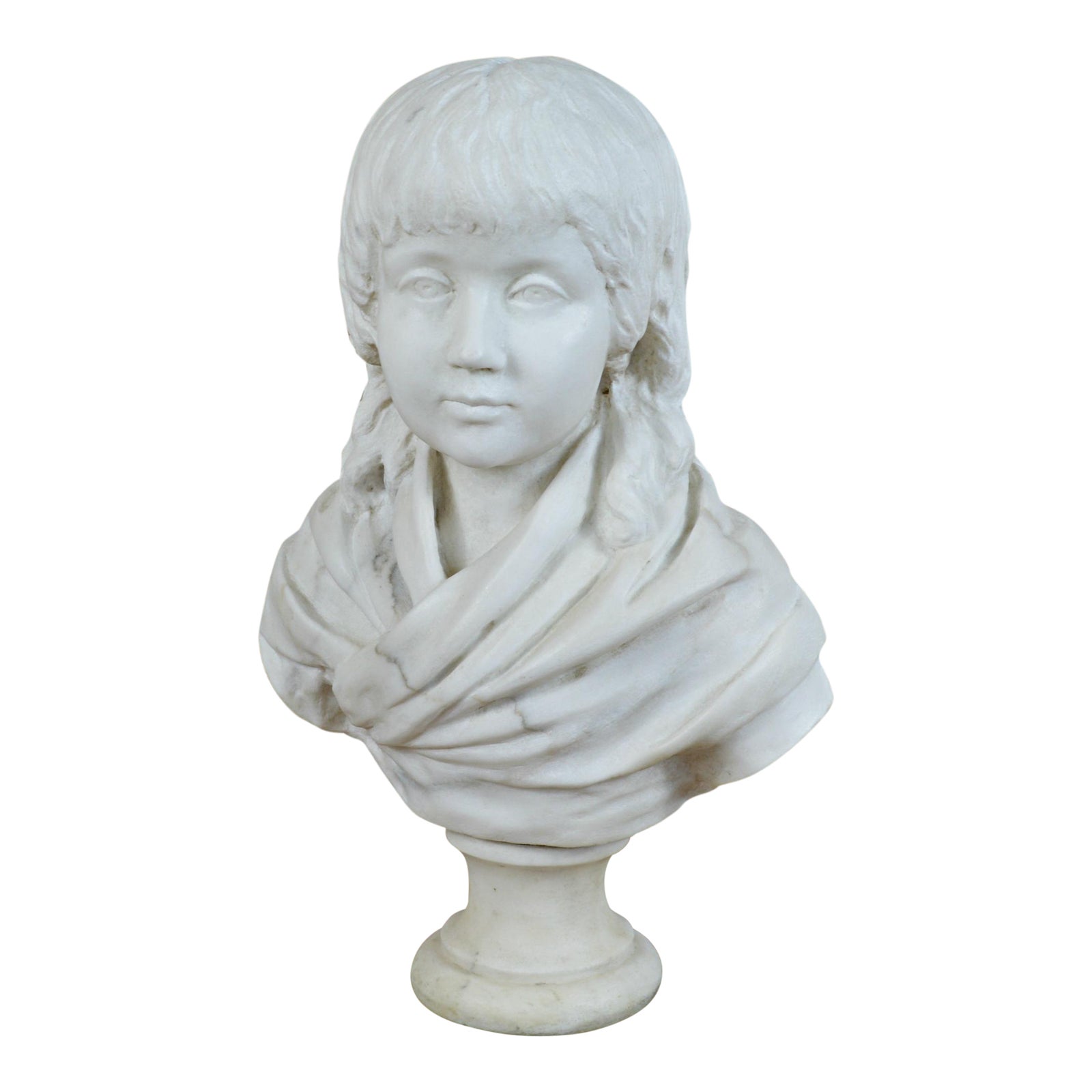 Neoclassical Style Bust of Child on Marble Socle | Chairish