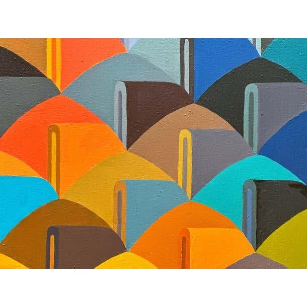 Colorful Abstract Oil Painting Not Signed | Chairish