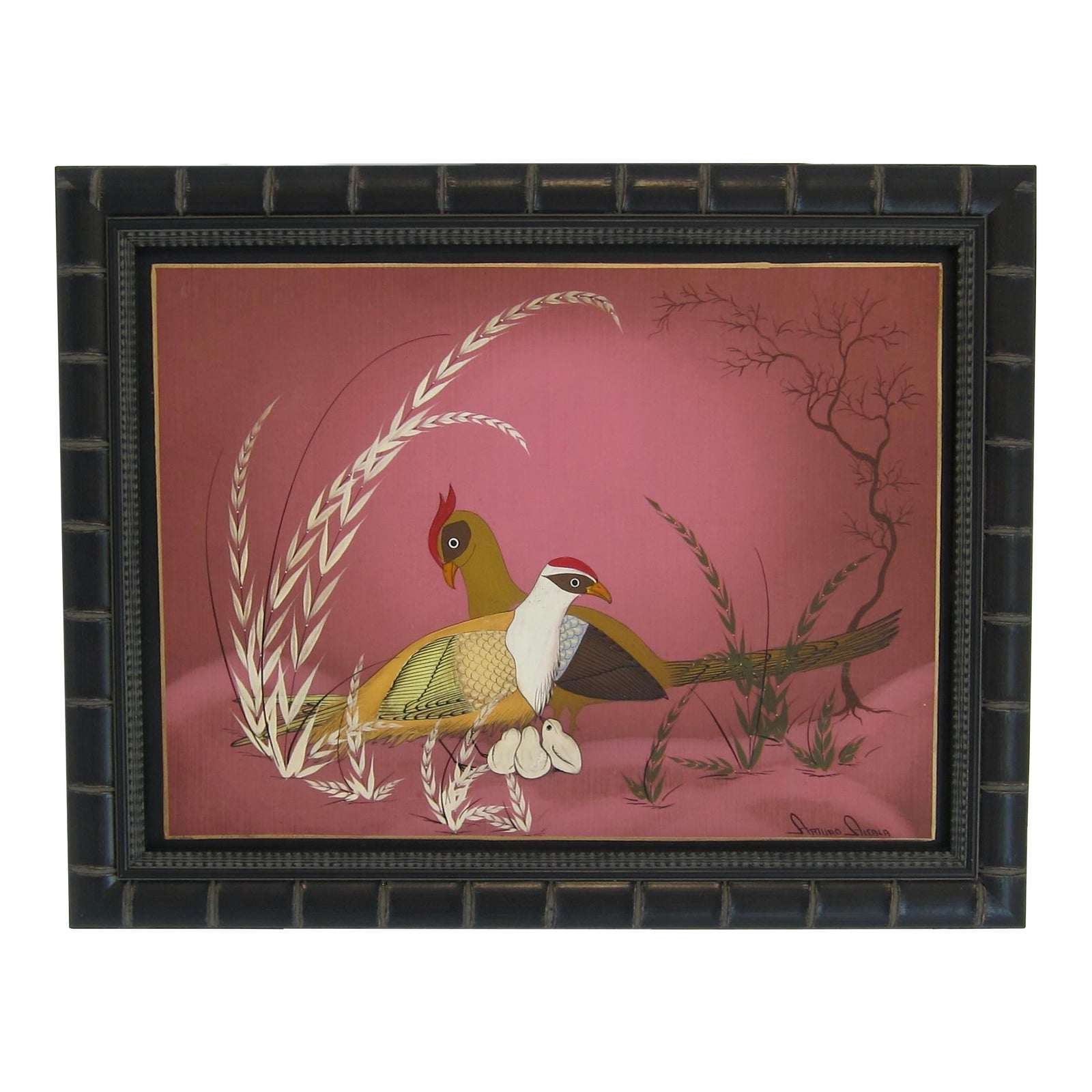 Late 20th Century Pink Mexican Folk Art Oil Painting - Family of ...