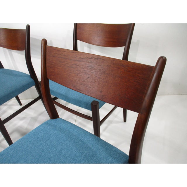 Mid Century Teak Upholstered Dining Chairs by Ekstrom for Pastoe Sweden ...